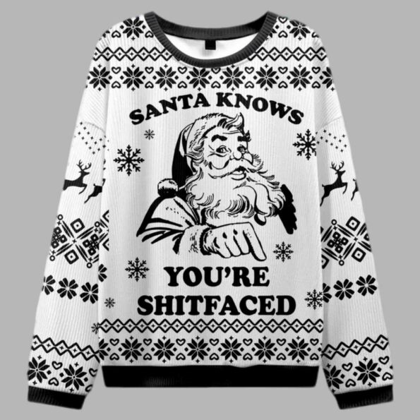 Santa Knows You're Shitfaced Ugly Christmas Sweater – Curvy Glams