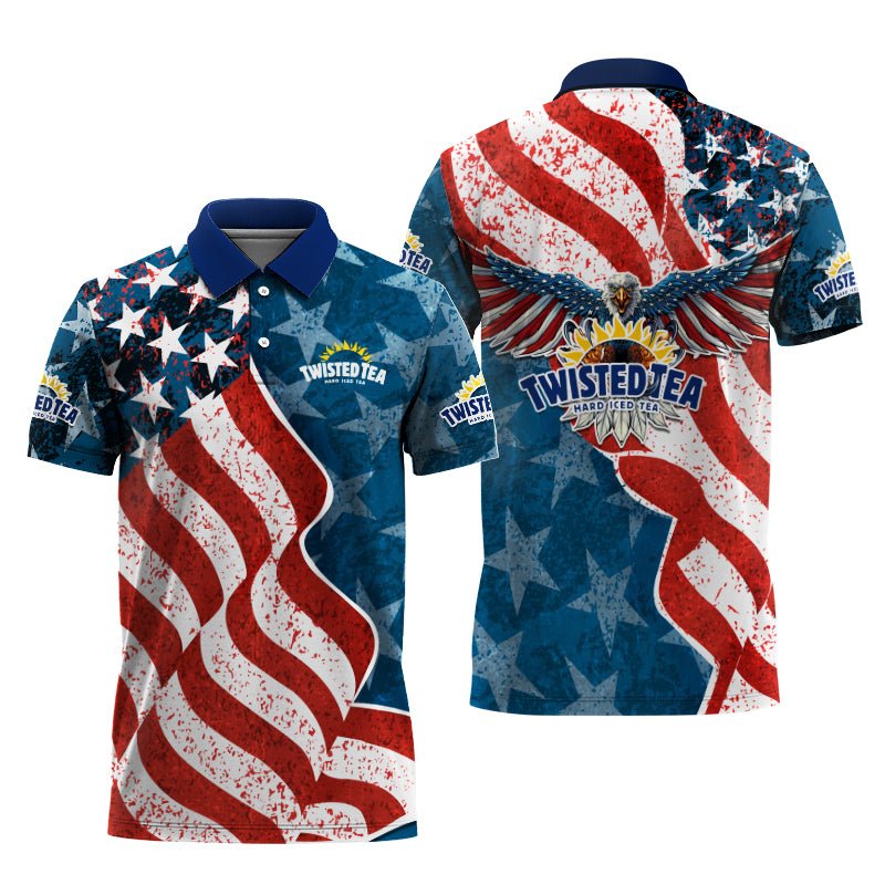 Twisted Tea American Eagle Flag Polo Shirt - Curvy Glams
