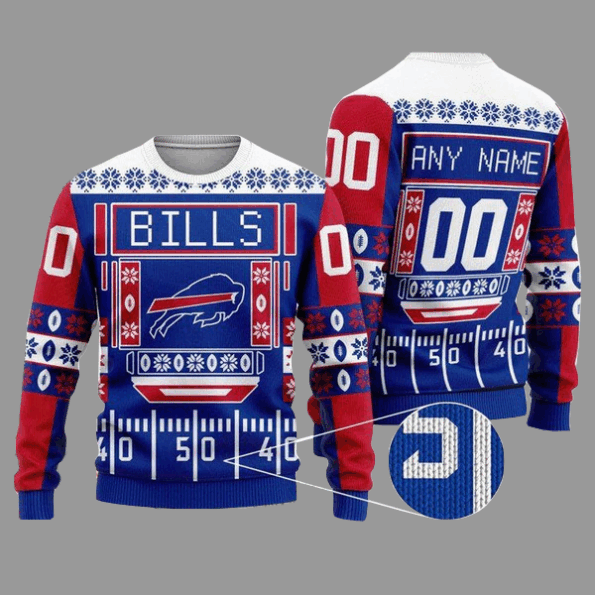 Custom Name Number Football League Buffalo Bills Playing Field Ugly ...