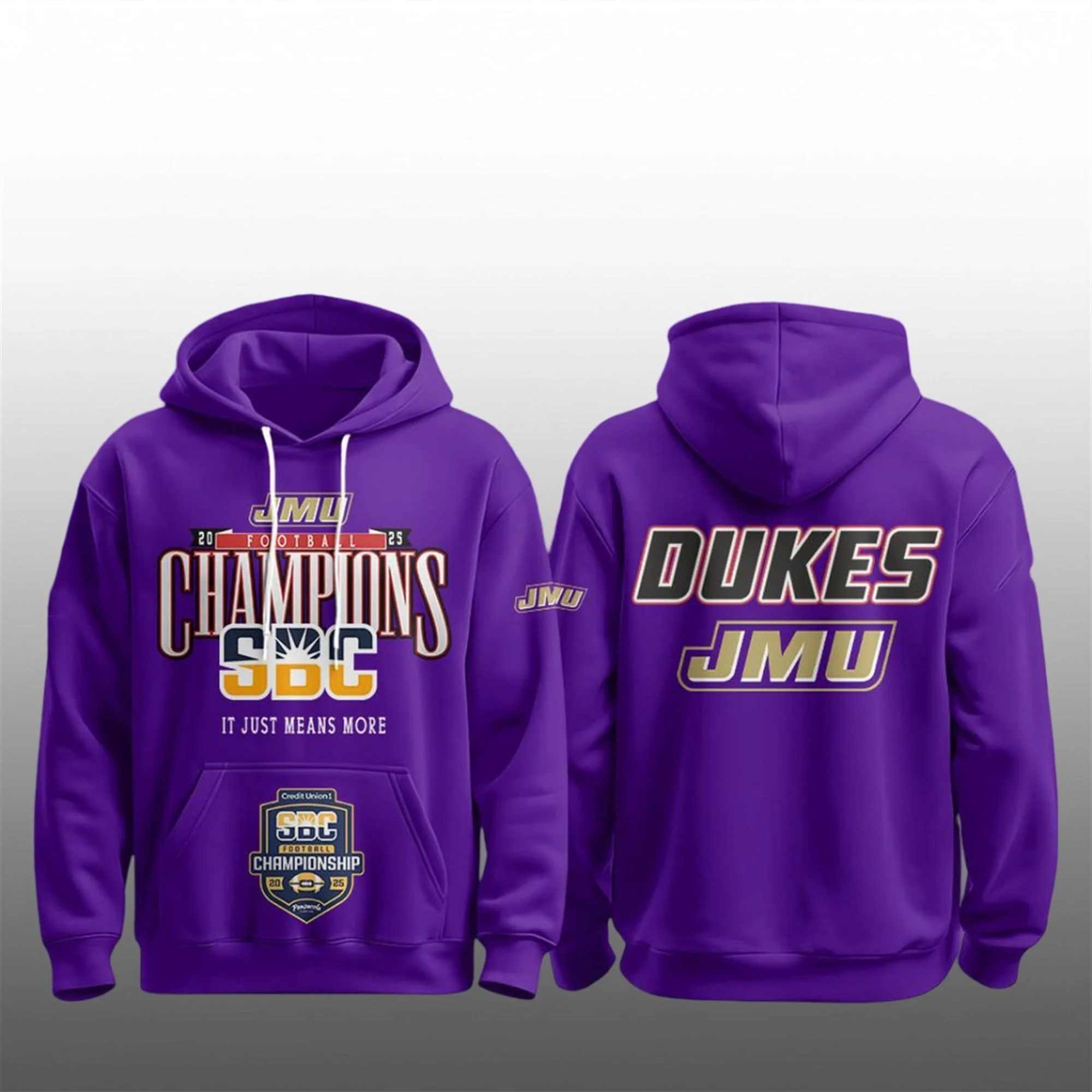 James Madison Dukes Sun Belt Champions 2025 Celebrating Hoodie – Curvy ...