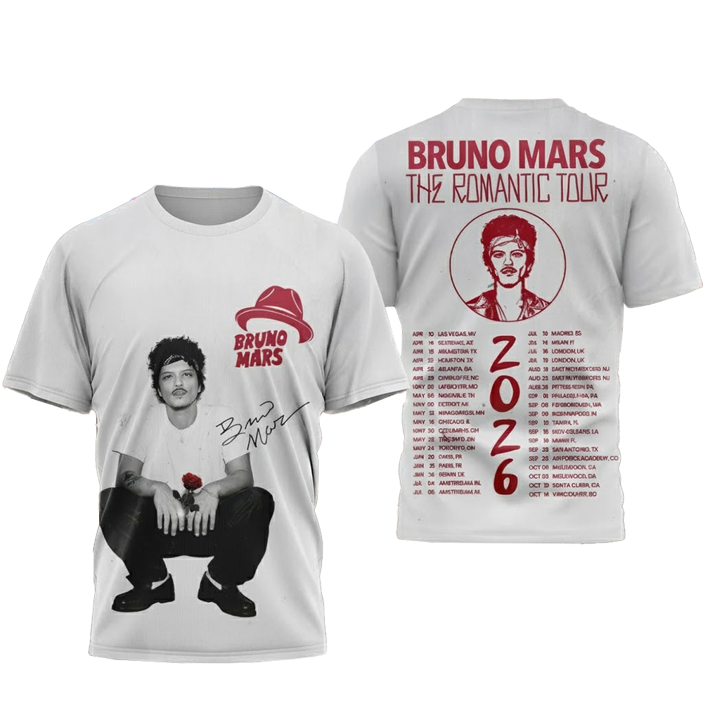 Bruno Mars The Romantic Tour 2026 Concert T-Shirt - Curvy Glams