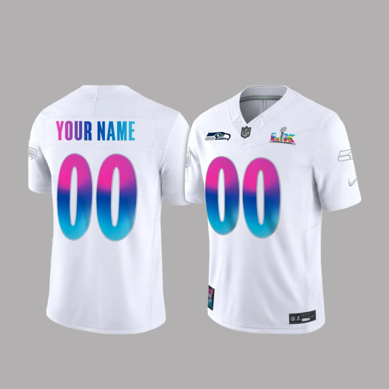 Custom Name and Number Seattle Seahawks Super Bowl LX White Football ...